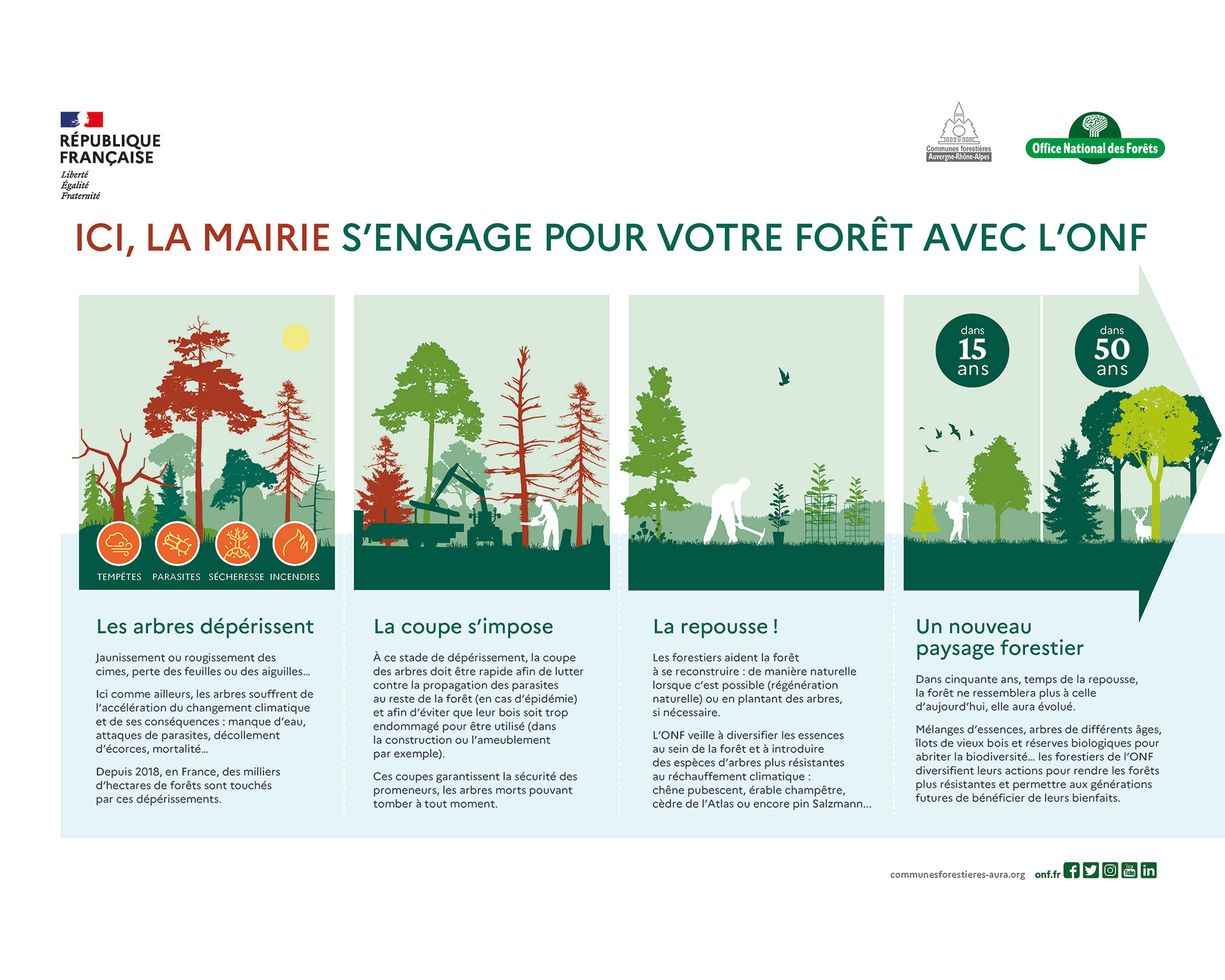 Panneaux et bâches d'informations en forêt communale - ONF/Cofor
